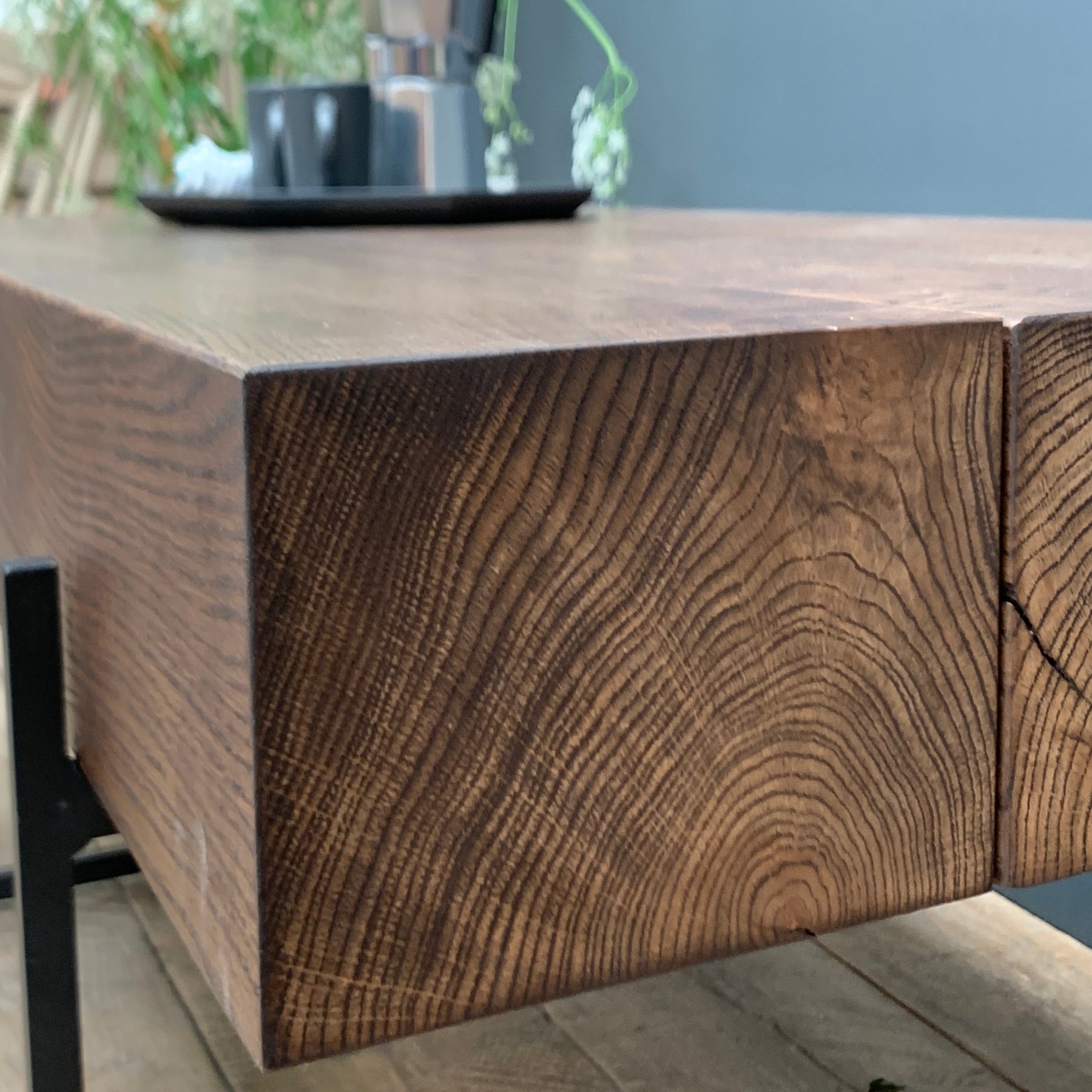 Solid Smoked Oak Beam Coffee Table – Willen Rose